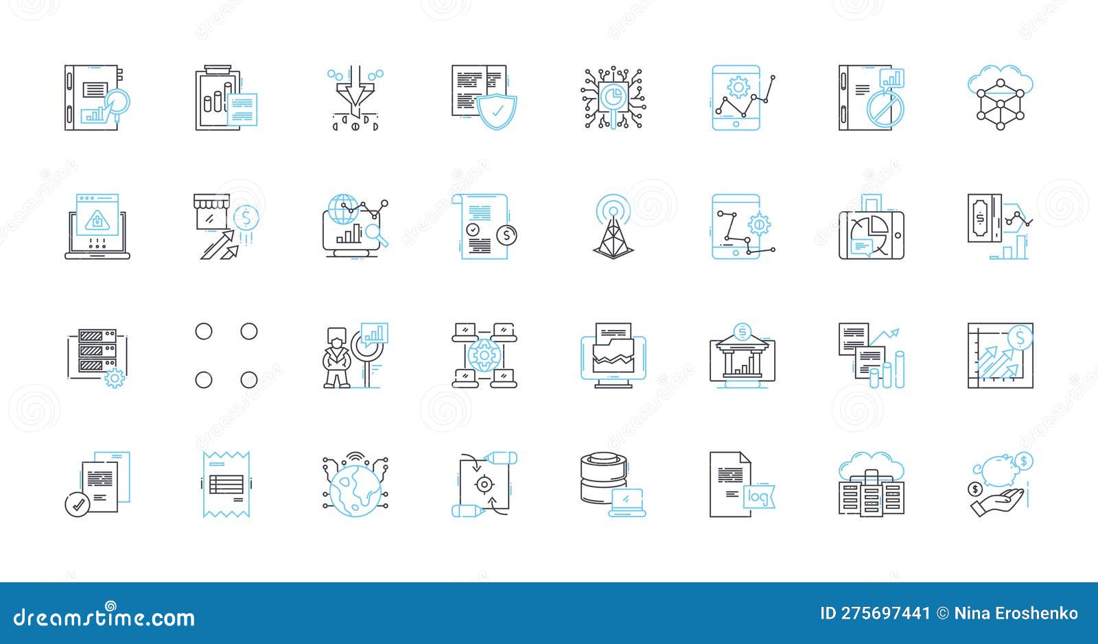 Cost Estimation Linear Icons Set Budgeting Projection Calculation Pricing Estimation 2432