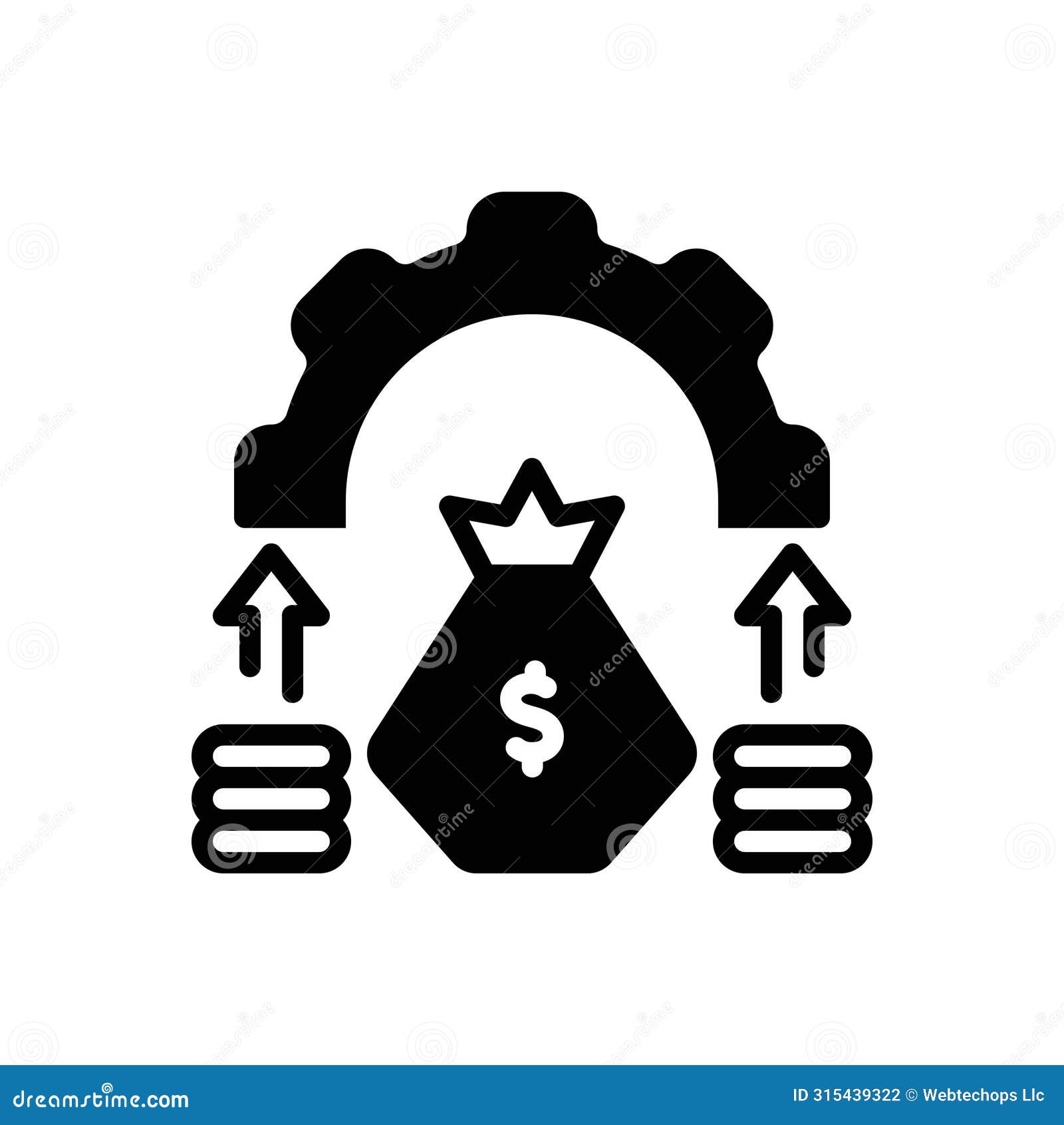 Black Solid Icon for Cost, Money and Increase Stock Illustration ...