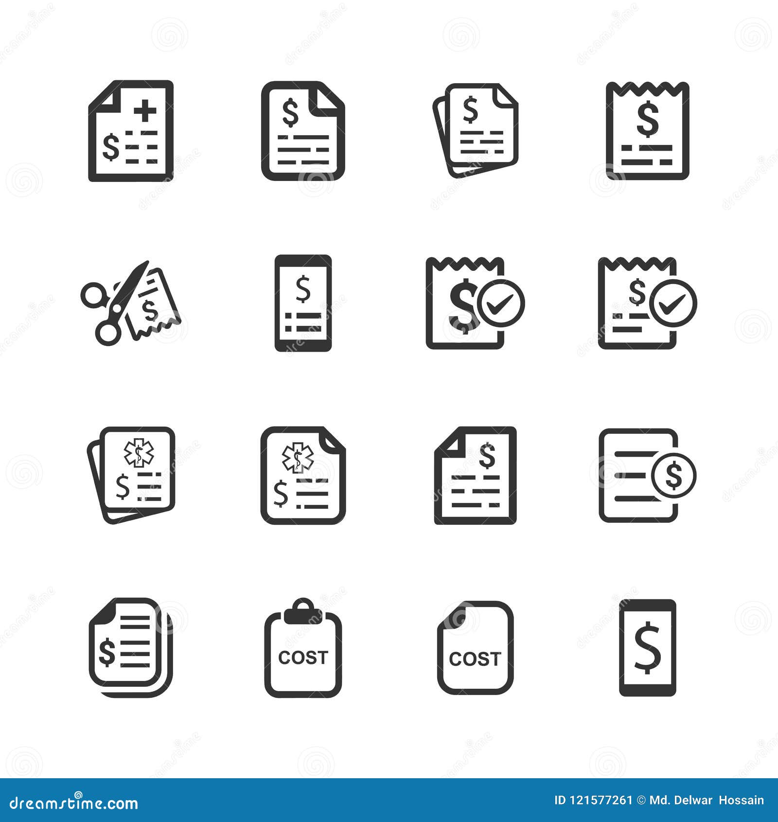 Cost Icons Gray Version stock vector. Illustration of medical - 121577261