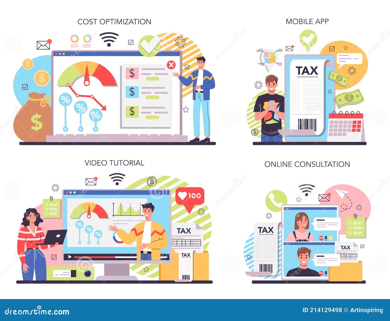 Cost Optimization Online Service or Platform Set. Idea of Financial ...