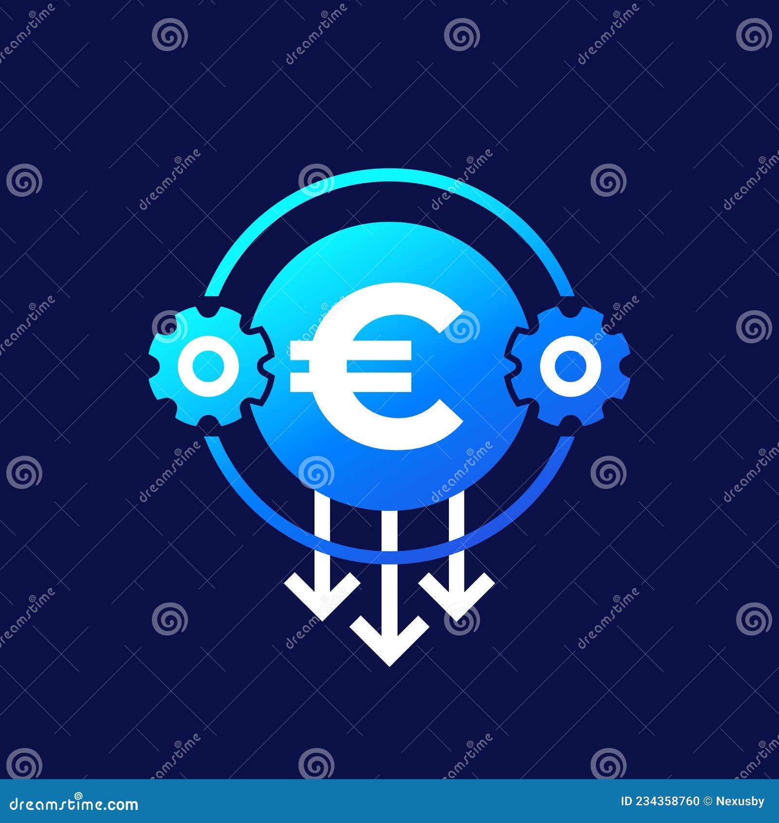 Cost Optimization, Efficiency Icon With Euro Vector Illustration ... Cost Optimization, Efficiency Icon With Euro Vector Illustration ...