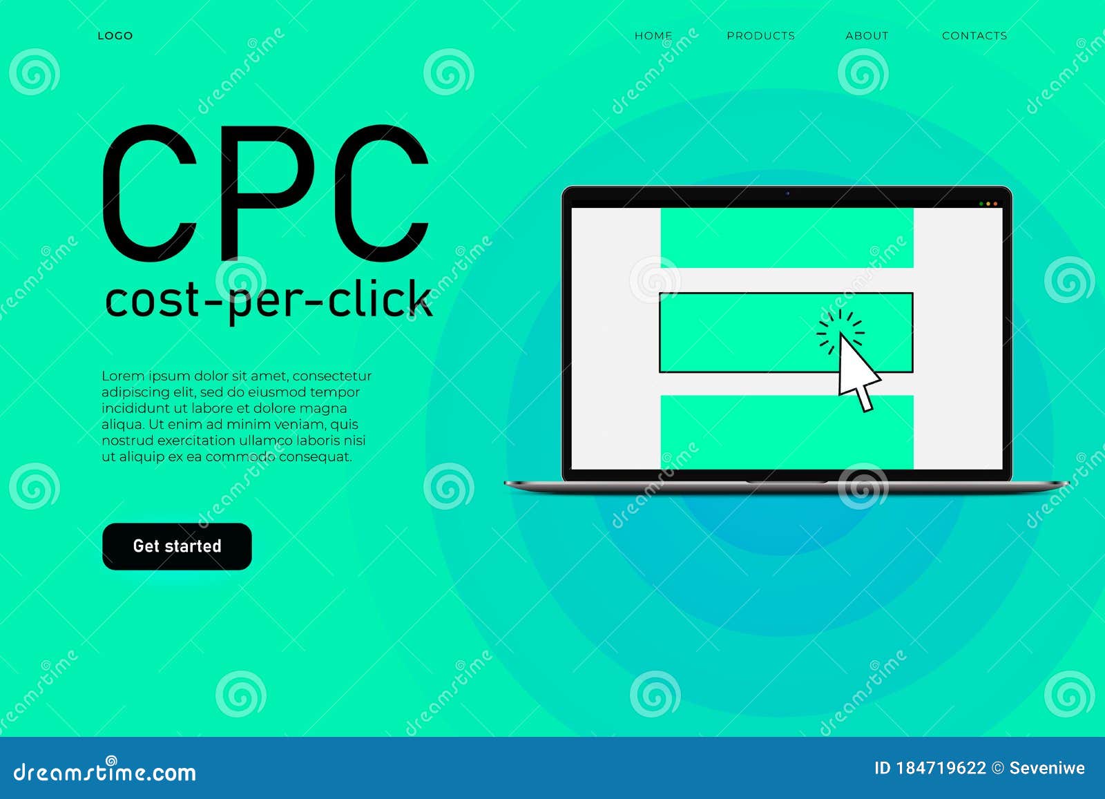 Cost Per Click Advertisement Illustration Concept with Realistic ...