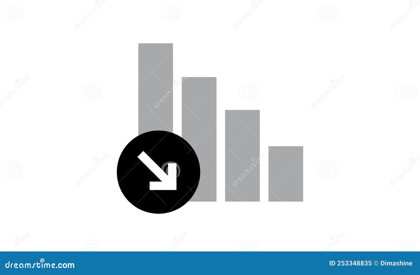 Cost Reduce Icon. Arrow Down, Graph Analysis. Vector Illustration ...