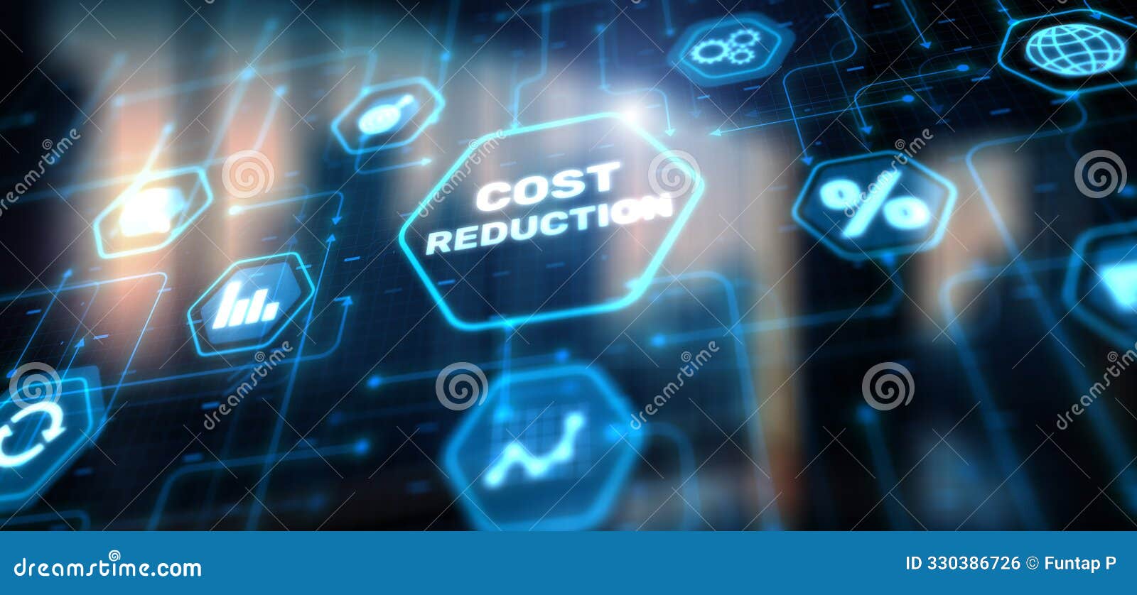 Cost Reduction Business Finance Concept on Abstract Virtual Screen ...