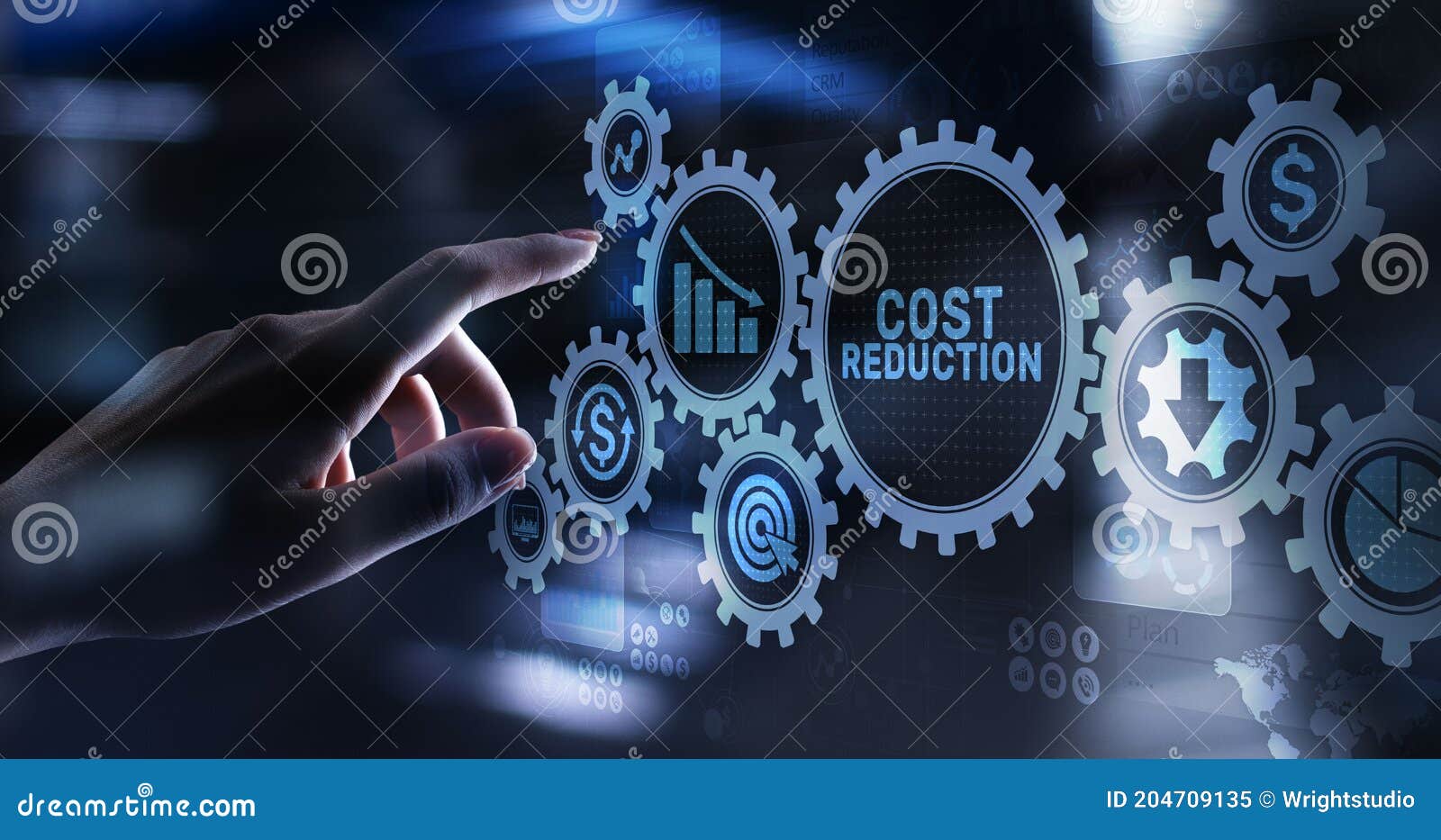 Cost Reduction Business Finance Concept on Virtual Screen. Stock Image ...