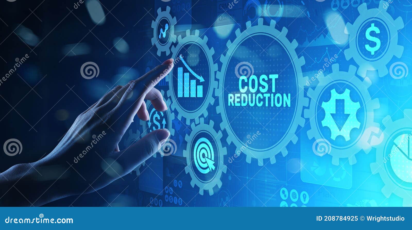 Cost Reduction Business Finance Concept on Virtual Screen. Stock Image ...