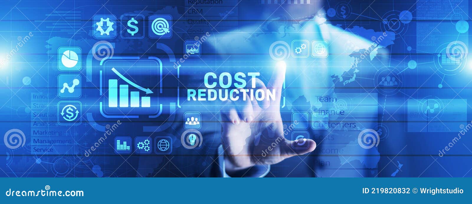 Cost Reduction Business Finance Concept on Virtual Screen Stock Photo ...