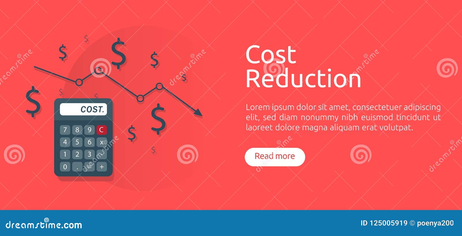 Cost Reduction Concept. Calculator and Arrow Line Decrease. Dollar Money Fall Down Symbol ...