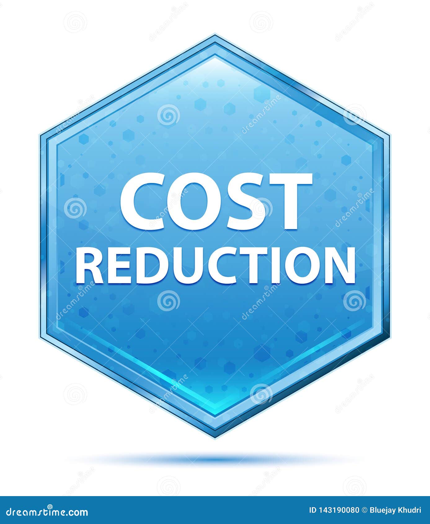 Cost Reduction Crystal Blue Hexagon Button Stock Illustration ...