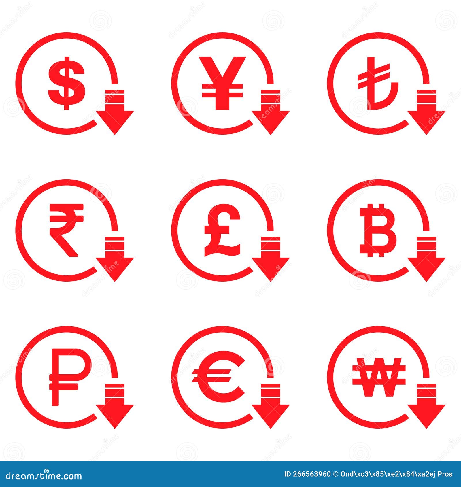 Cost Reduction- Decrease Dollar Euro Icon. Vector Symbol Image Isolated on Background Stock ...