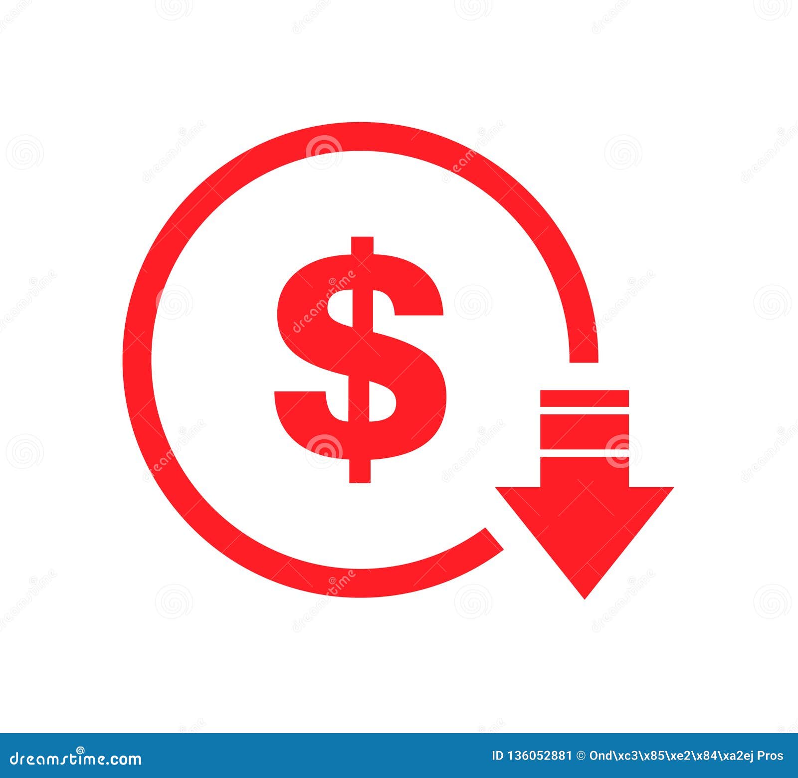 Cost Reduction- Decrease Dollar Icon. Vector Symbol Image Isolated On ... Cost Reduction- Decrease Dollar Icon. Vector Symbol Image Isolated On ...