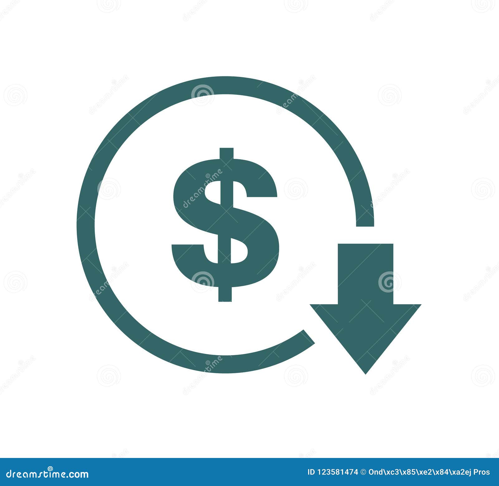 Cost Reduction- Decrease Icon. Vector Symbol Image Isolated on ...