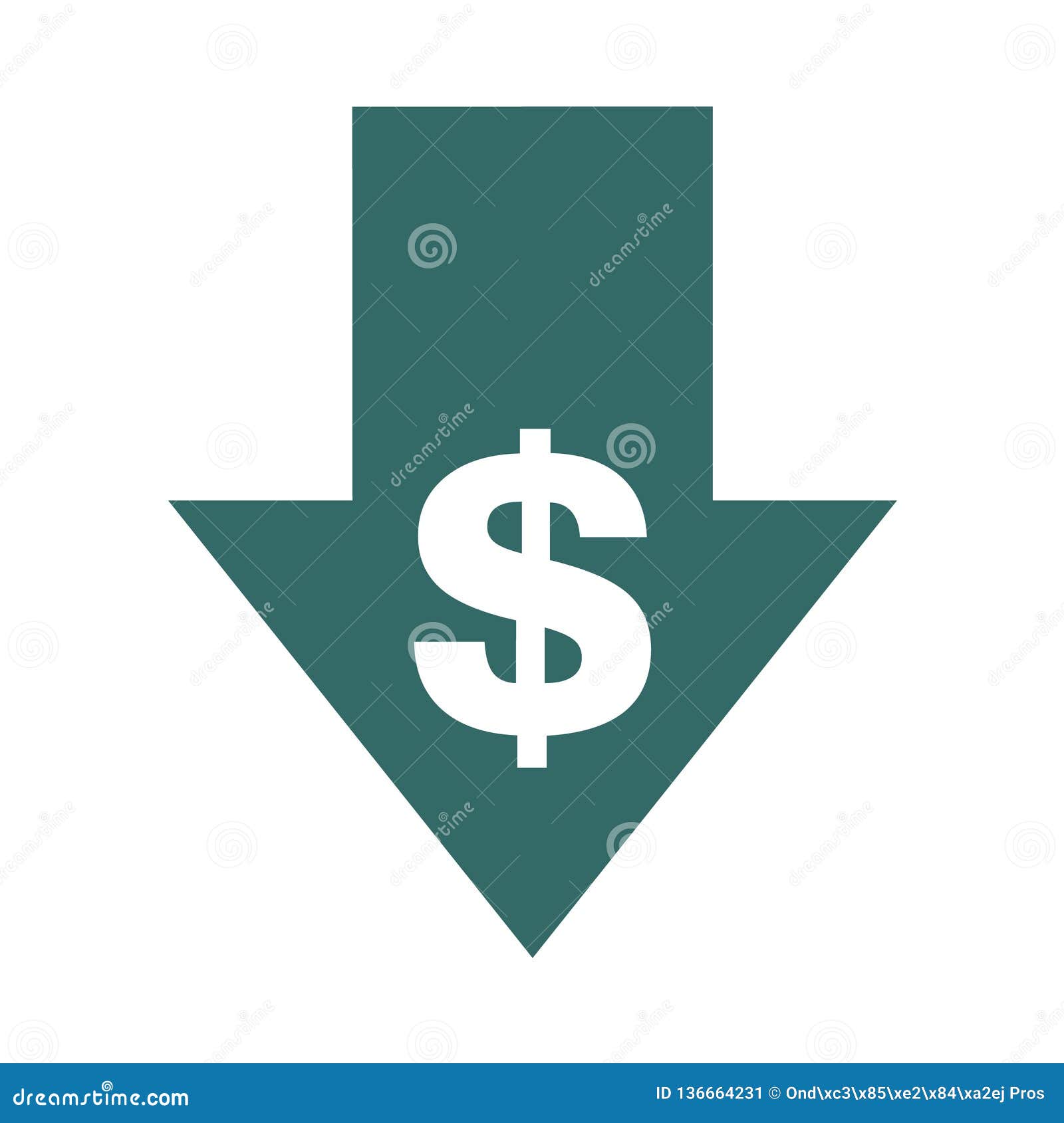 Cost Reduction- Decrease Icon. Vector Symbol Image Isolated on Background Stock Vector ...