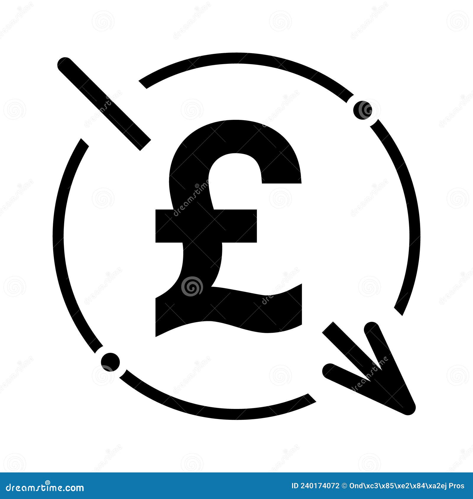 Cost Reduction- Decrease Pound Icon. Vector Symbol Isolated on ...