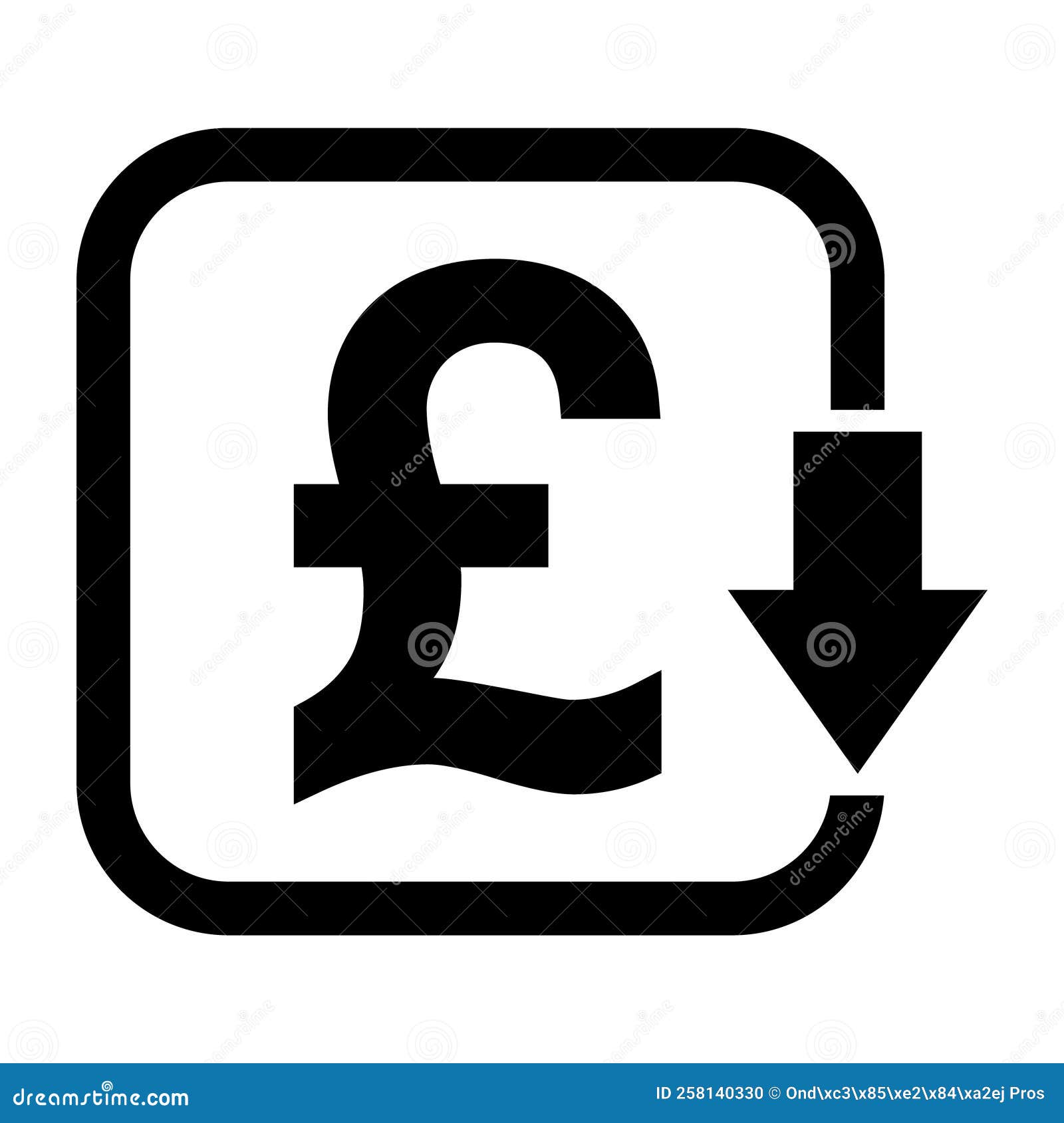 Cost Reduction- Decrease Pound Icon. Vector Symbol Isolated on Background Stock Vector ...