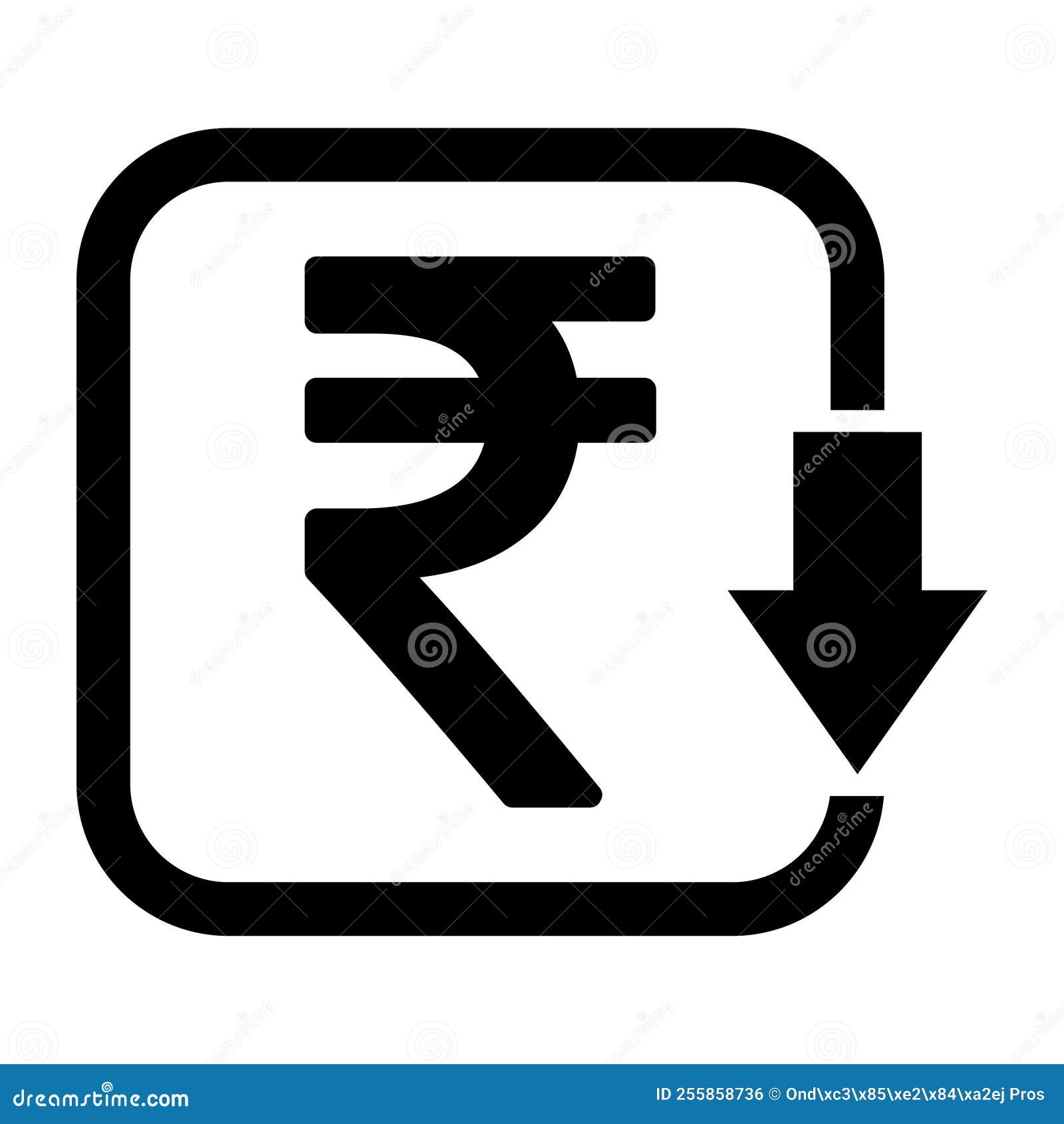 Cost Reduction- Decrease Rupee Icon. Vector Symbol Isolated on ...