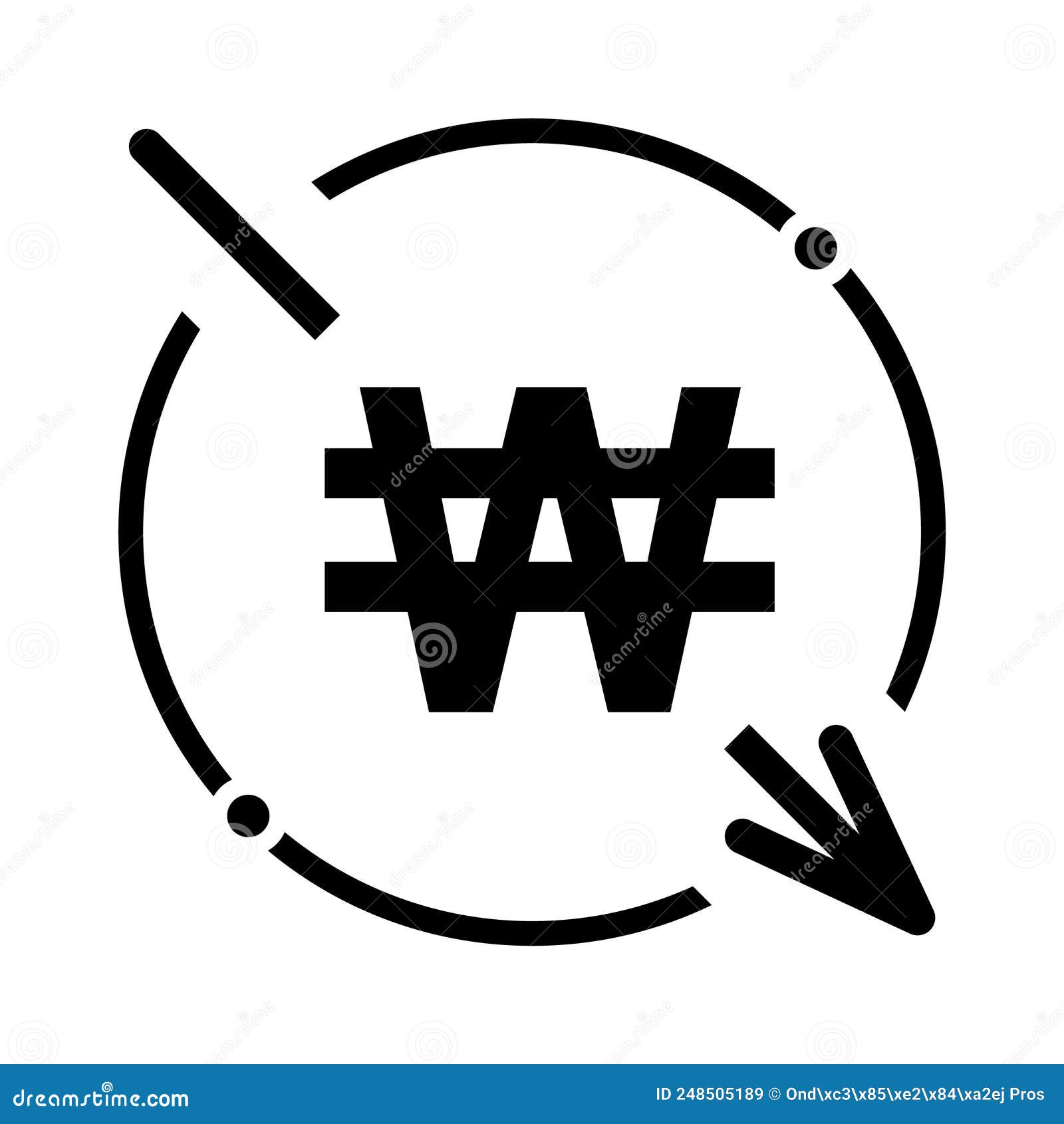 Cost Reduction- Decrease Won Icon. Vector Symbol Isolated on Background Stock Vector ...