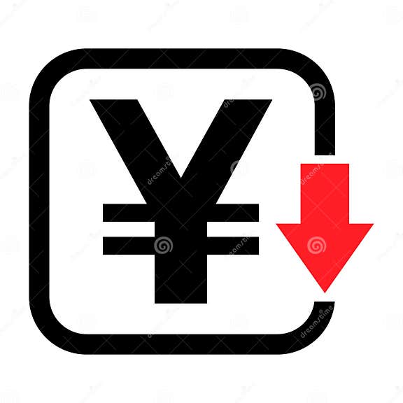 Cost Reduction- Decrease Yuan Icon. Vector Symbol Image Isolated on ...