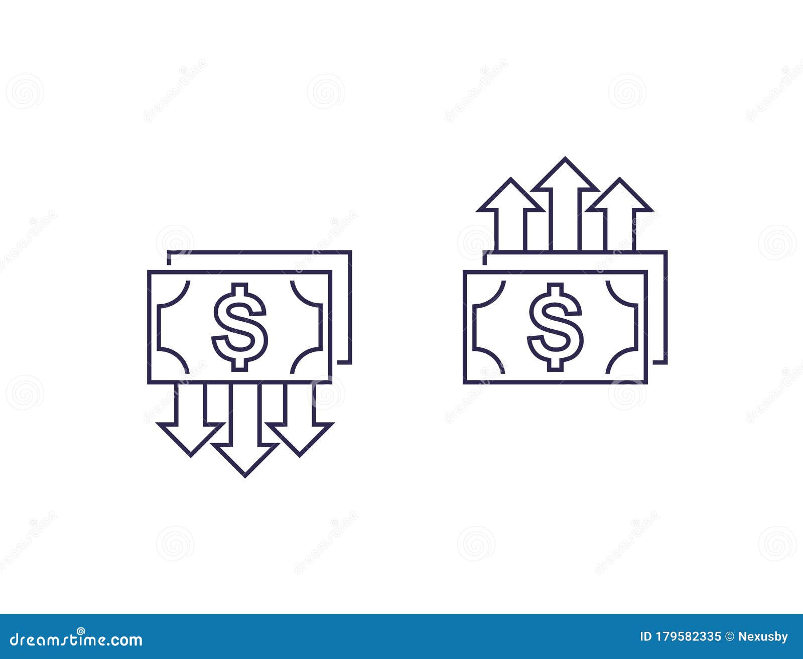 Cost Reduction and Growth, Money Line Icons Stock Vector - Illustration ...