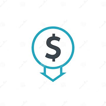 Cost Reduction Icon Dollar. Price Decrease Arrow Symbol Stock Vector ...