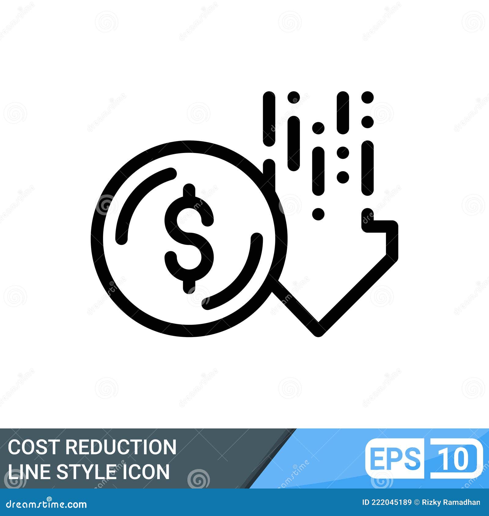 Cost Reduction Icon in Line Style Stock Vector - Illustration of ...