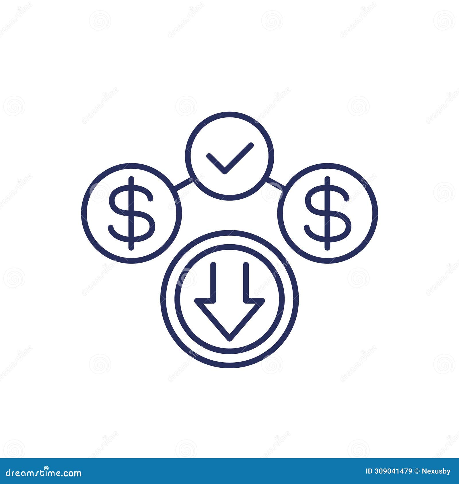 Cost Reduction Icon, Line Vector Pictogram Stock Vector - Illustration ...