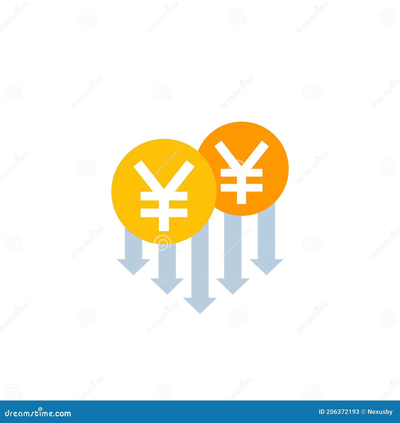 Cost Reduction Icon with Yuan, Flat Vector Stock Illustration ...