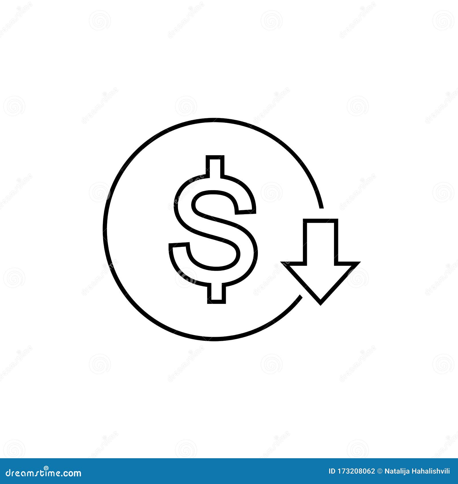 Cost Reduction Line Icon. Dollar Down Icon Vector in Flat Stock Vector ... Cost Reduction Line Icon. Dollar Down Icon Vector in Flat Stock Vector ...
