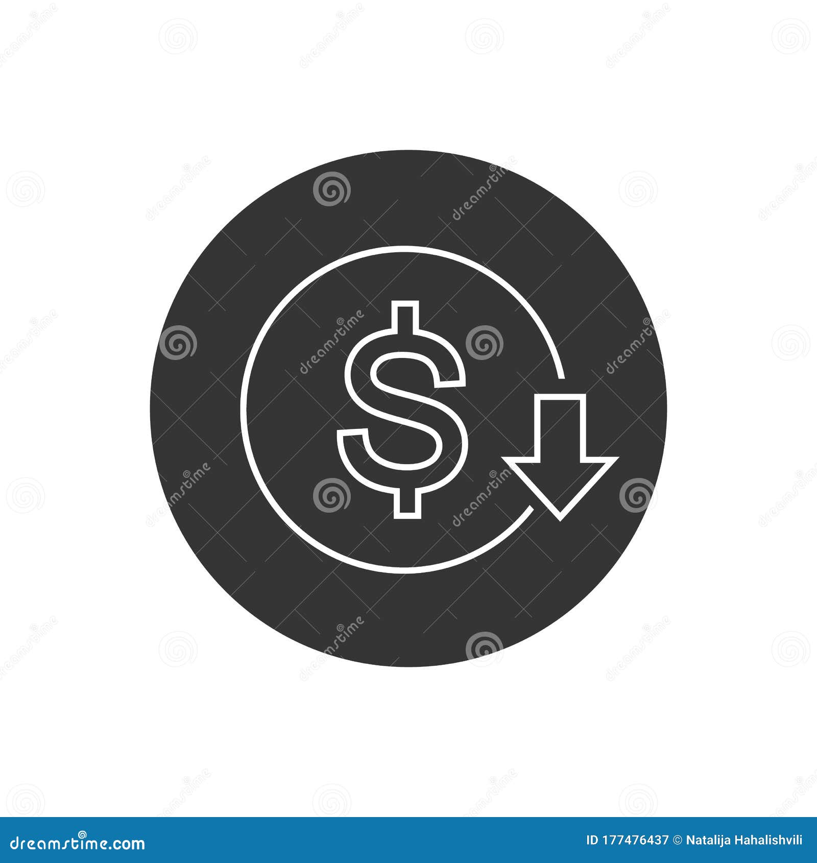Cost Reduction Line Icon. Dollar Down Icon Vector in Modern Flat Stock ... Cost Reduction Line Icon. Dollar Down Icon Vector in Modern Flat Stock ...
