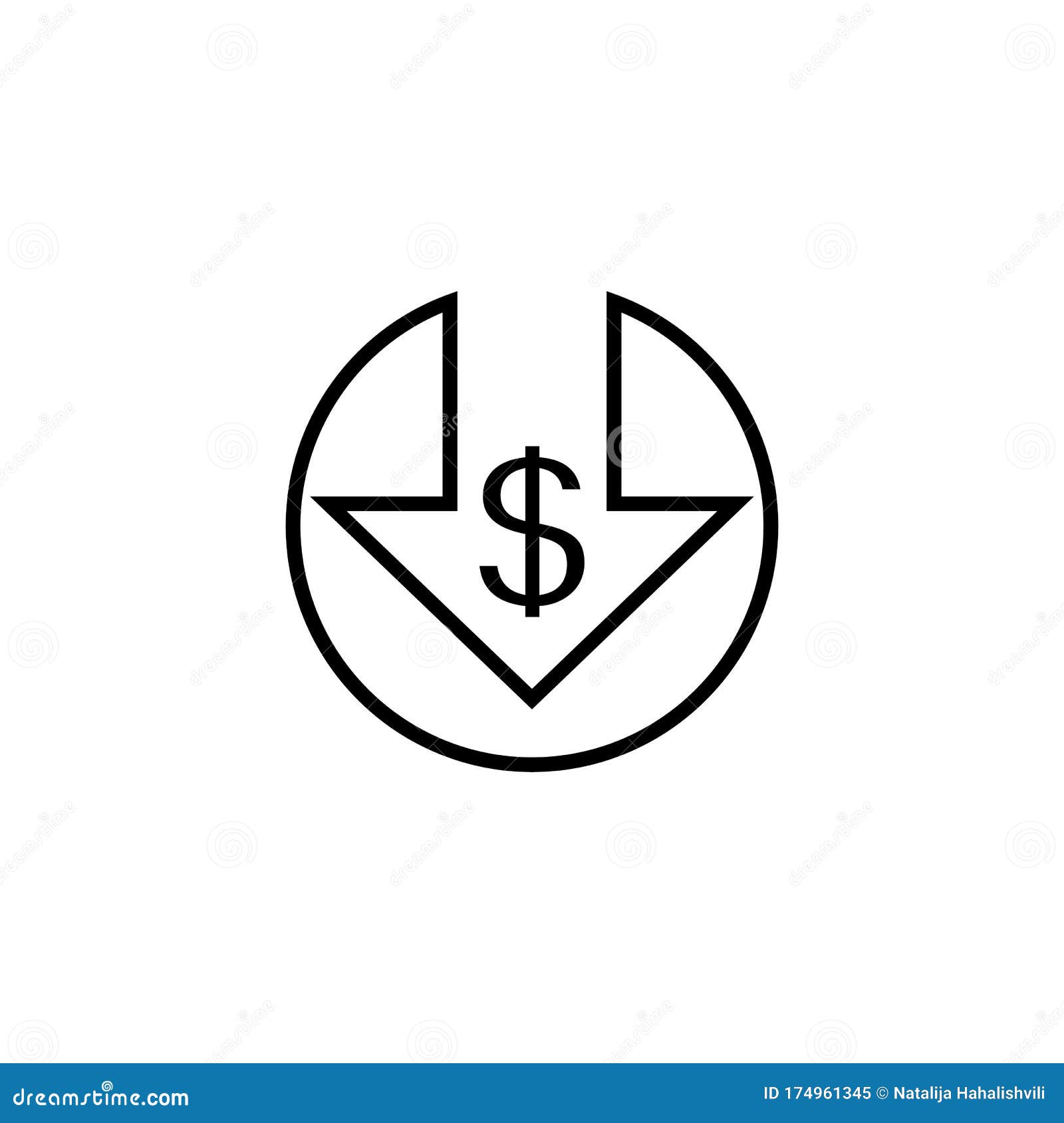 Cost Reduction Line Icon Isolated On White Background. Vector ...