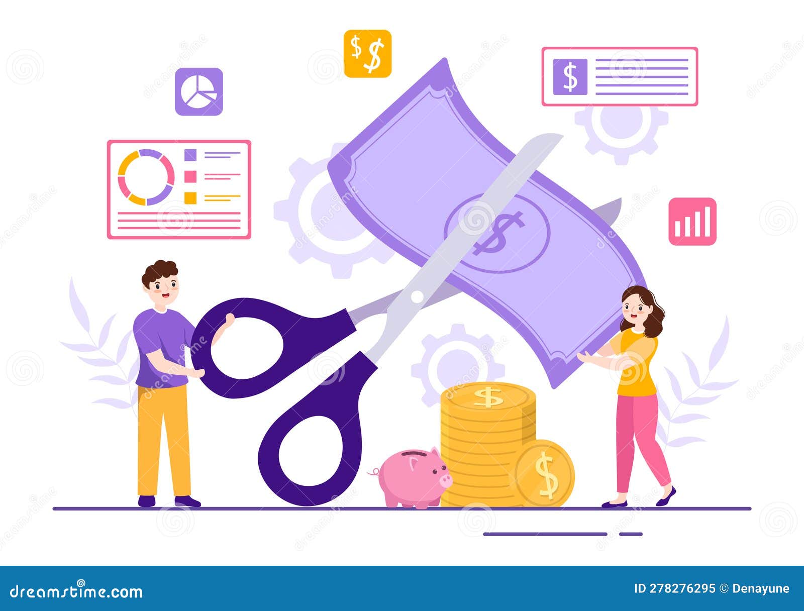 Cost Reduction Vector Illustration with Decrease, Price Minimising or ...