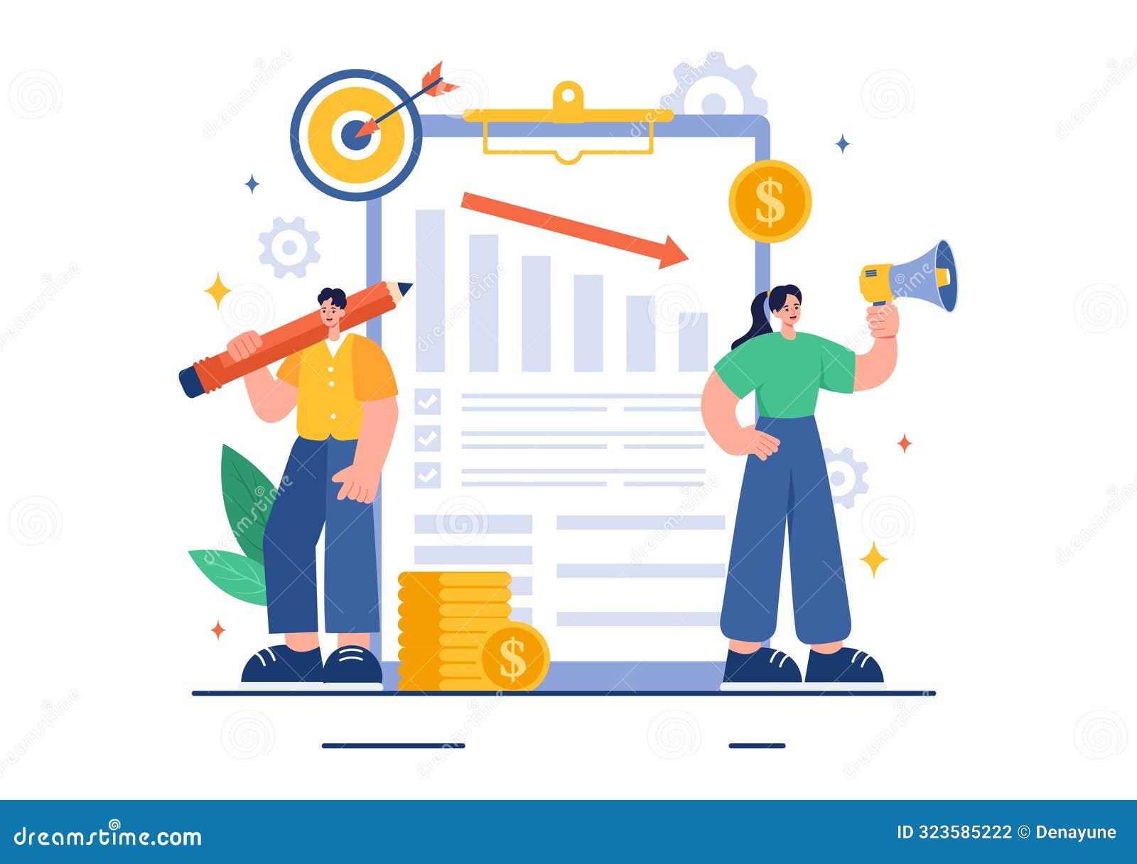 Cost Reduction Vector Illustration Depicting Decrease, Price ...