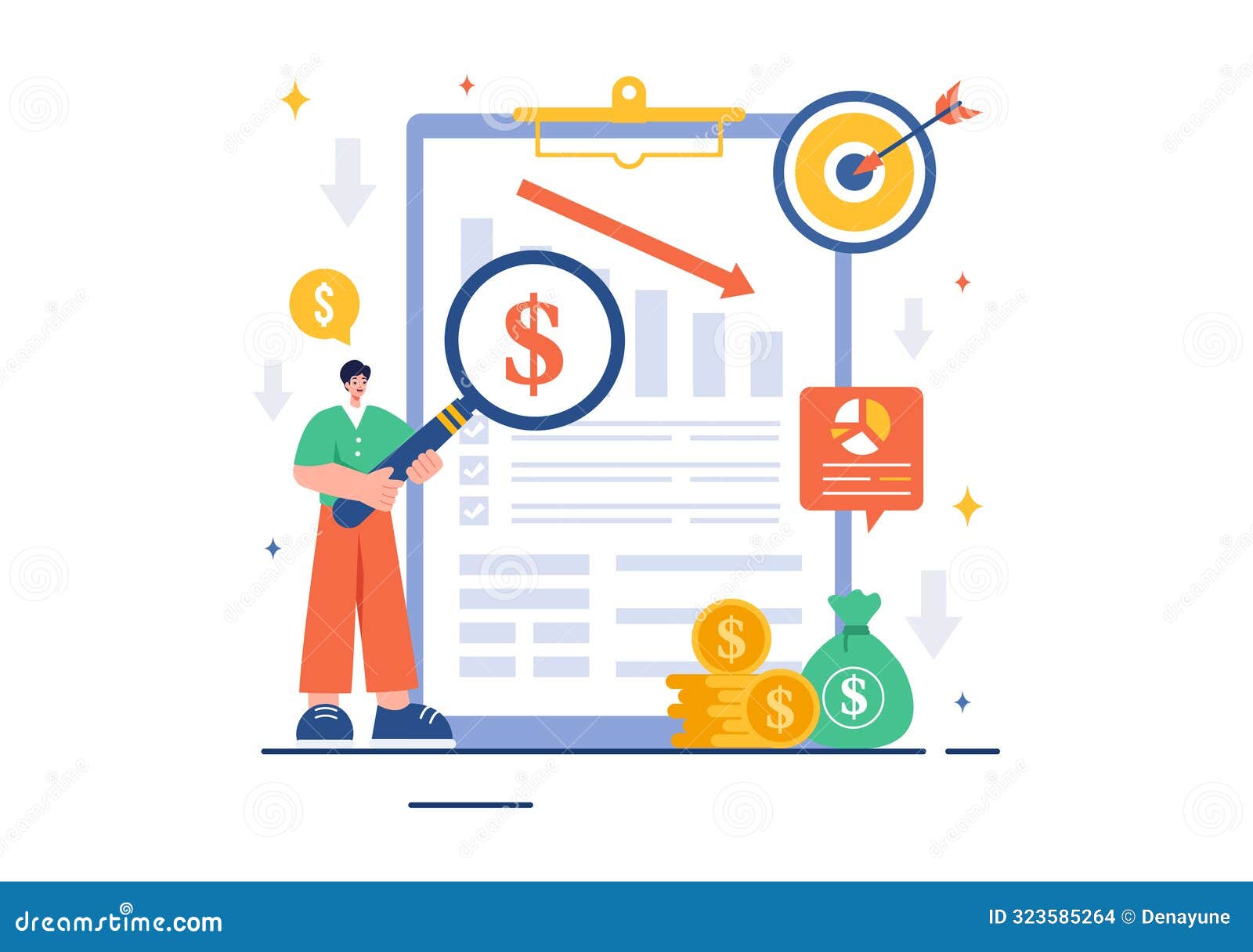 Cost Reduction Vector Illustration Depicting Decrease, Price ...