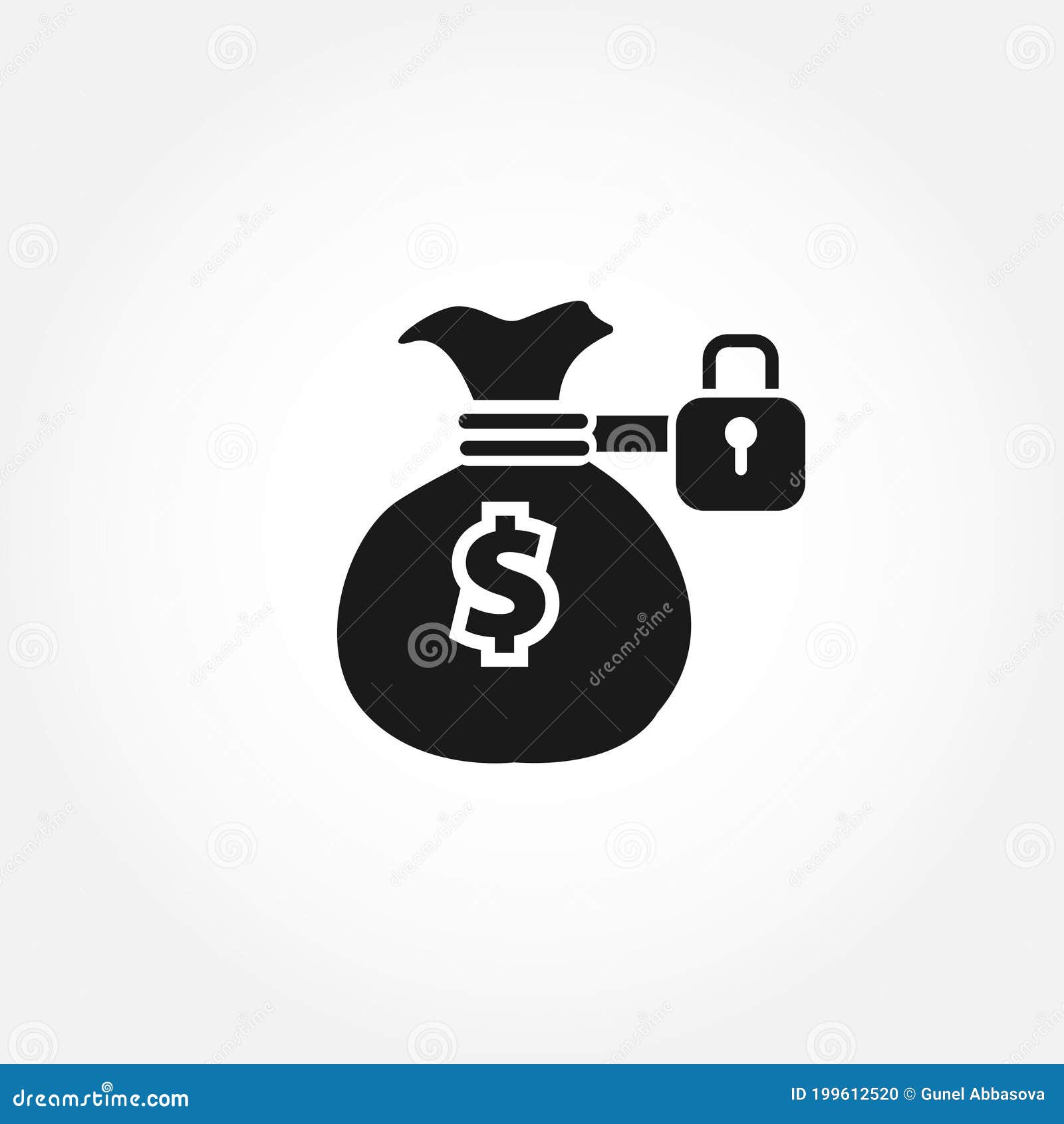 Cost Saving Icon. Locked Money Bag Icon Stock Vector - Illustration of ...