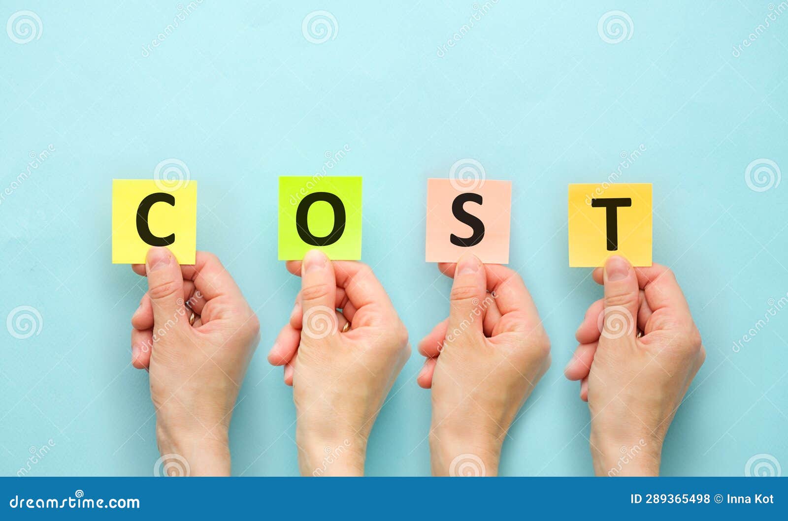 Cost Text on Colorful Sticky Notes in Hands Stock Photo - Image of ...