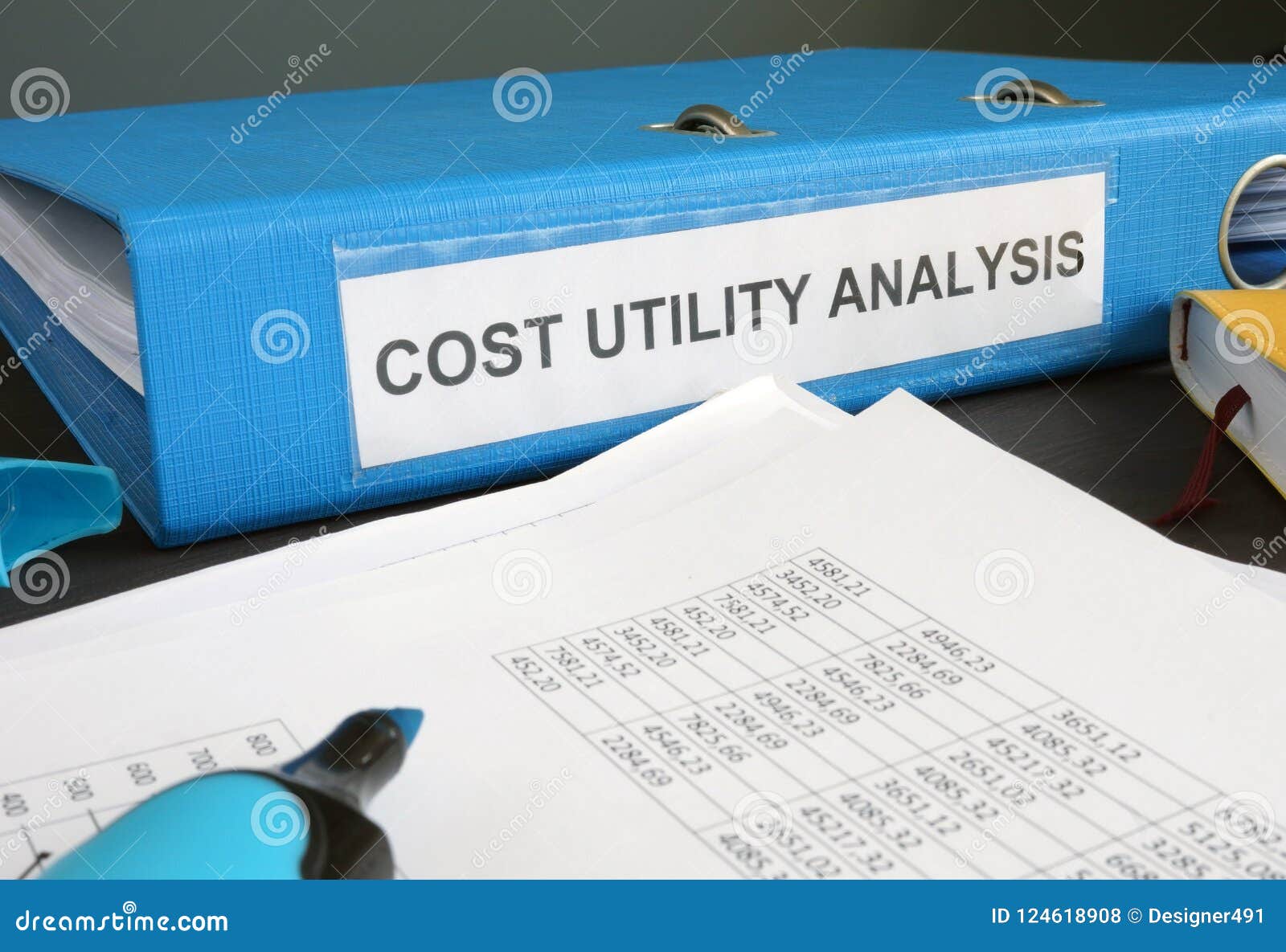 Cost Utility Analysis CUA Documents. Stock Photo - Image of success ...