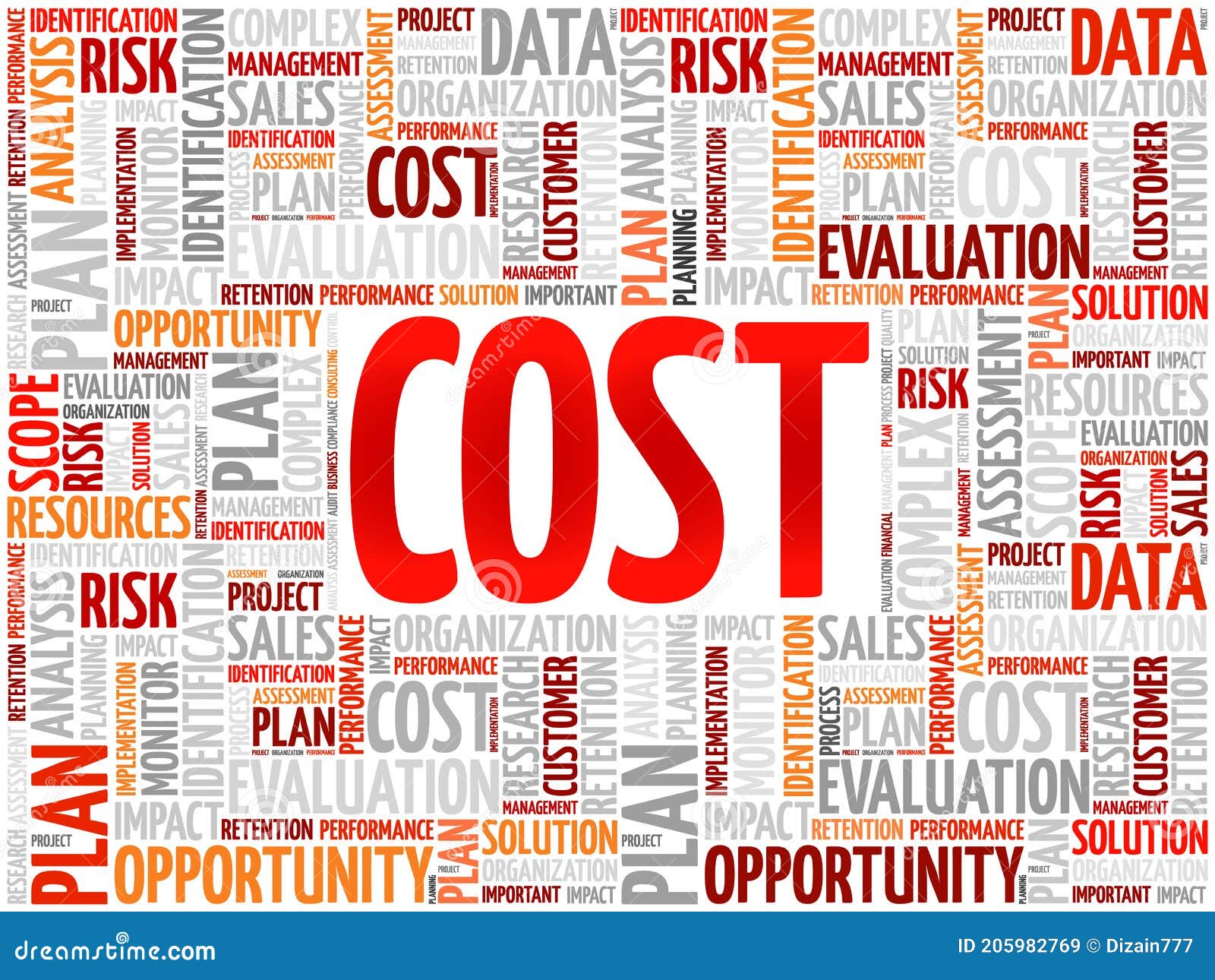 Cost word cloud stock illustration. Illustration of materials - 205982769