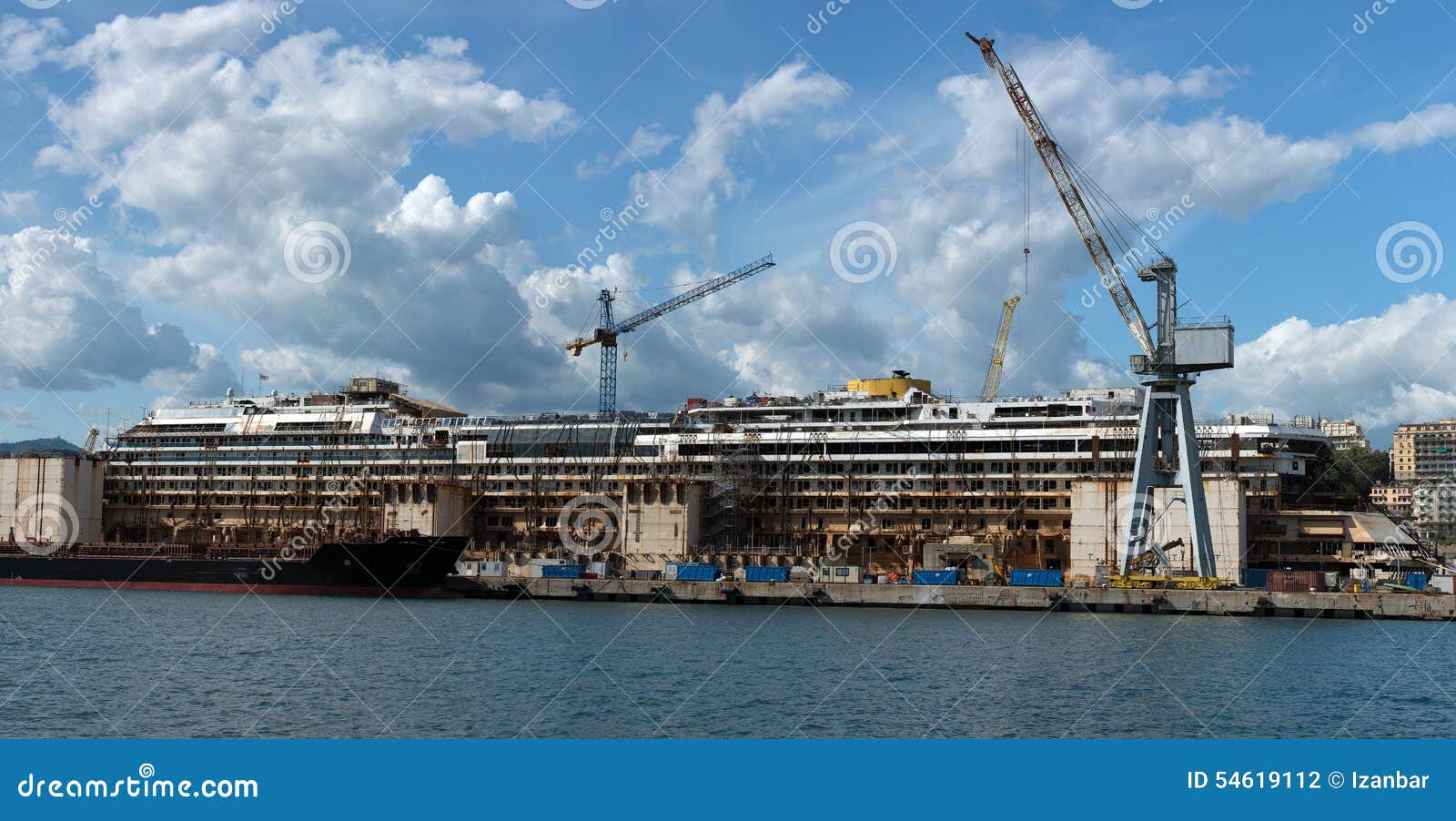 Costa Concordia Wreck in Genoa Harbor Stock Photo - Image of metal ...