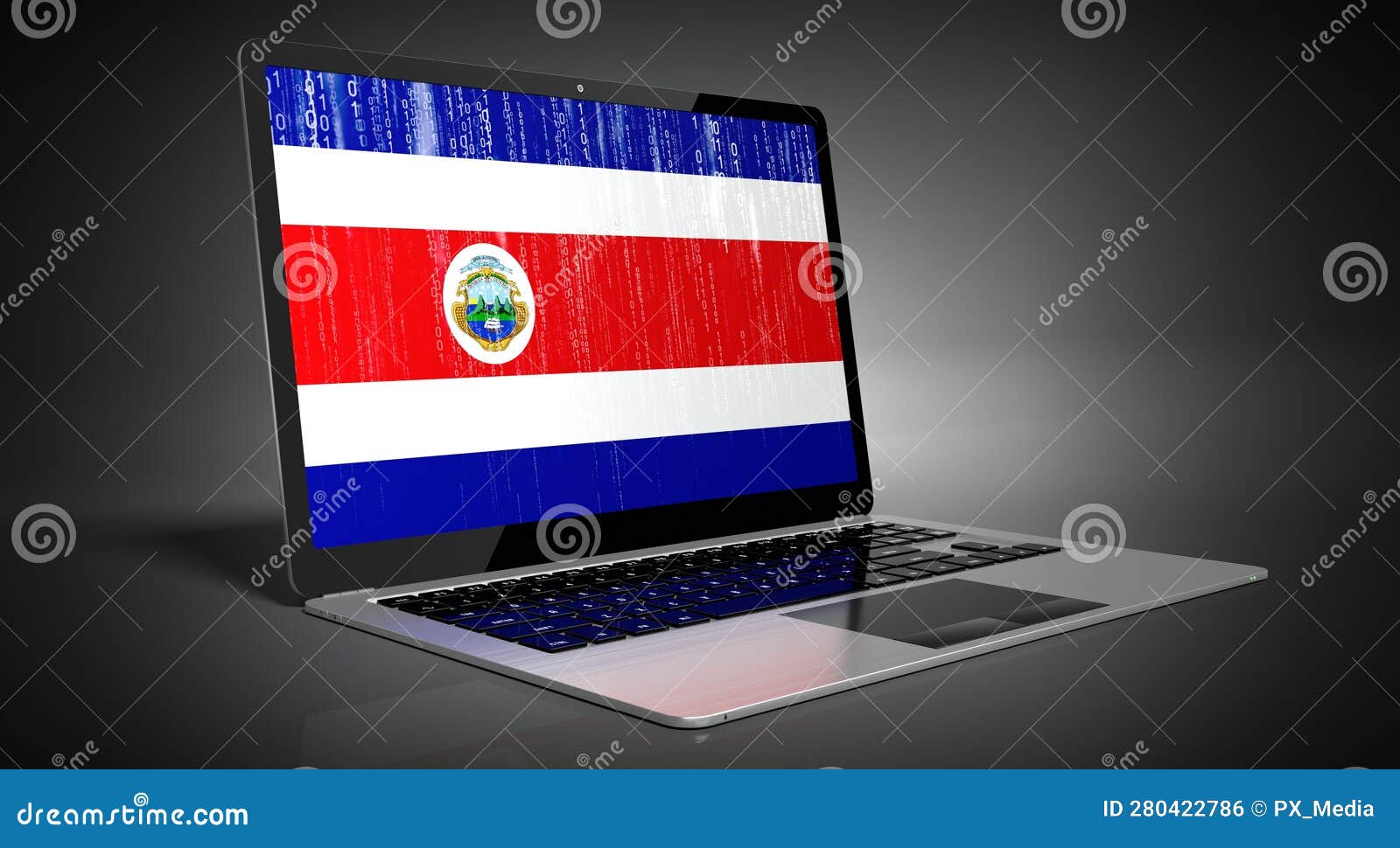 Costa Rica - Country Flag and Binary Code on Laptop Screen Stock ...