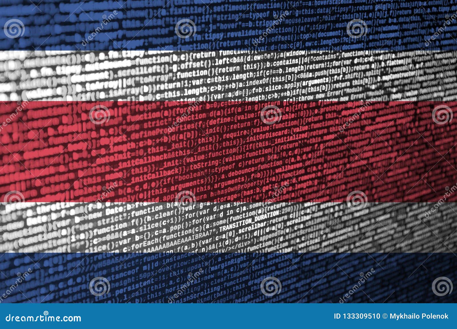 Costa Rica Flag is Depicted on the Screen with the Program Code. the ...