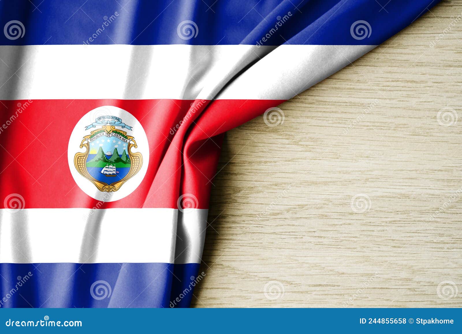 Costa Rica Flag. Fabric Pattern Flag of Costa Rica. 3d Illustration ...