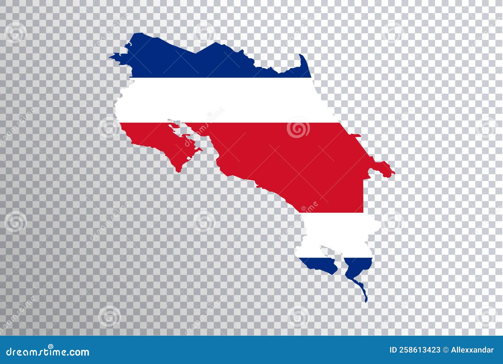 Costa Rica Flag on Map, Transparent Background Stock Illustration ...