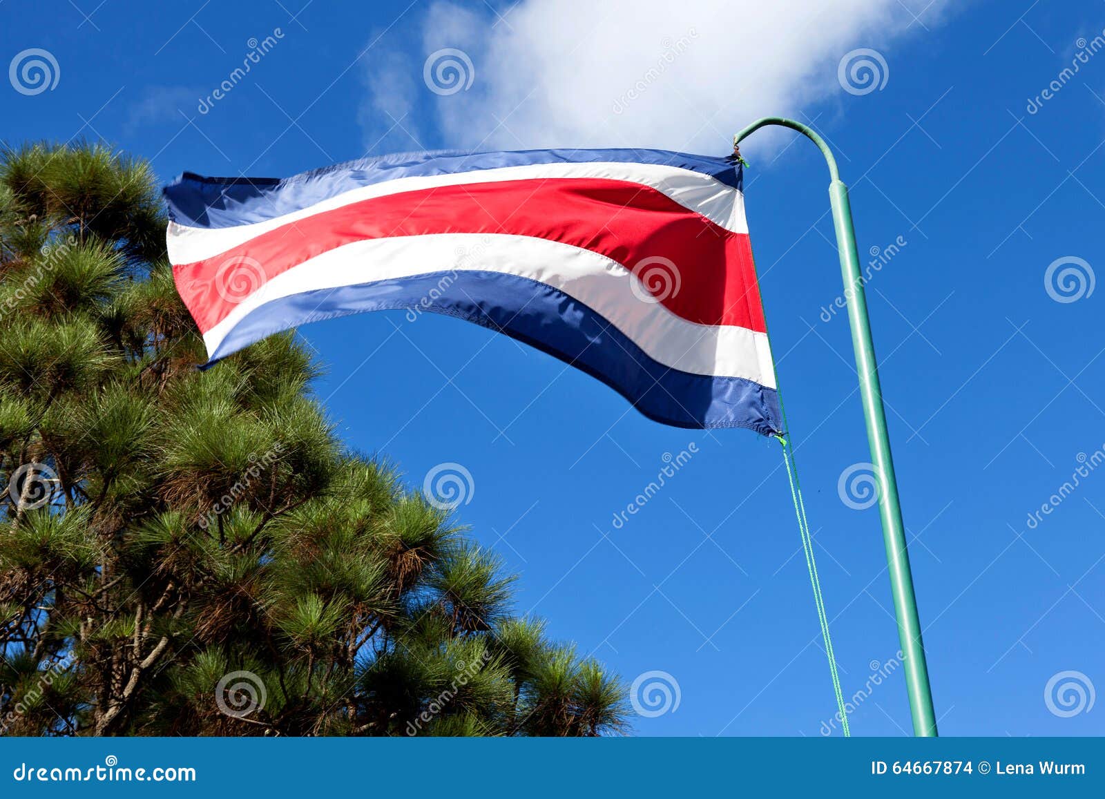 Costa Rica flag waving stock photo. Image of government - 64667874