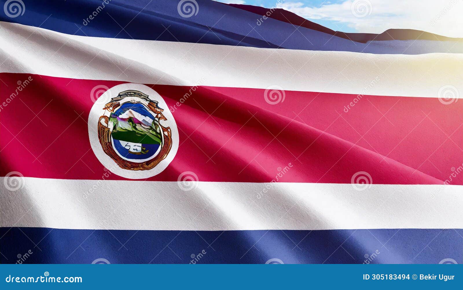 Costa Rica Flag Waving stock illustration. Illustration of country ...