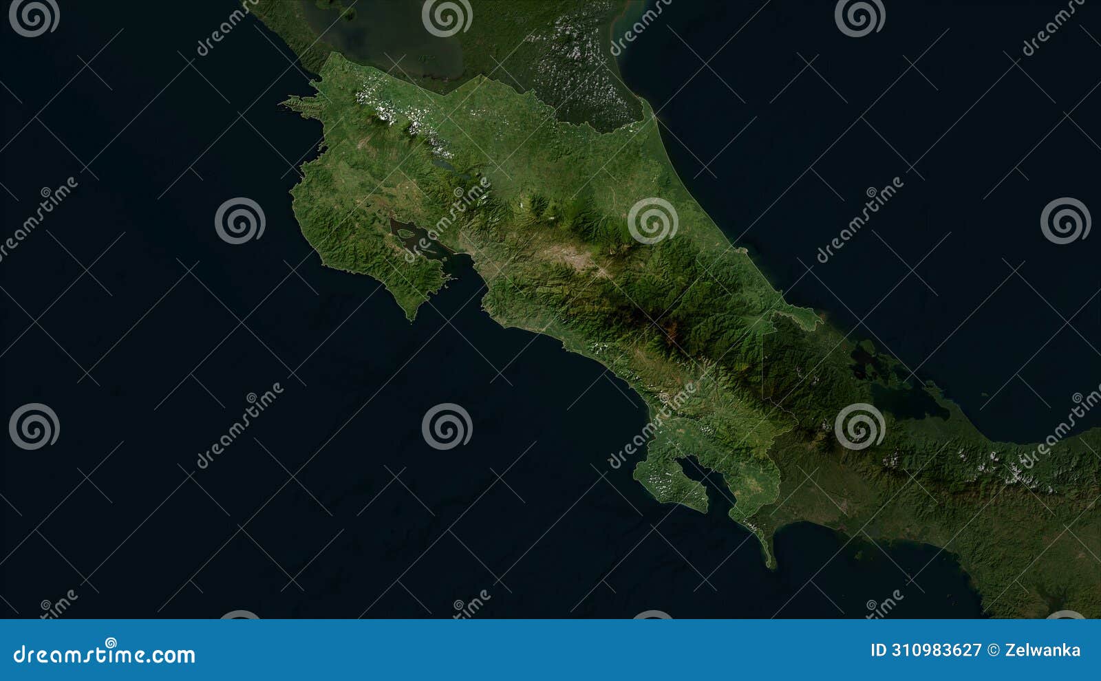 Costa Rica Highlighted. Low-res Satellite Stock Illustration ...
