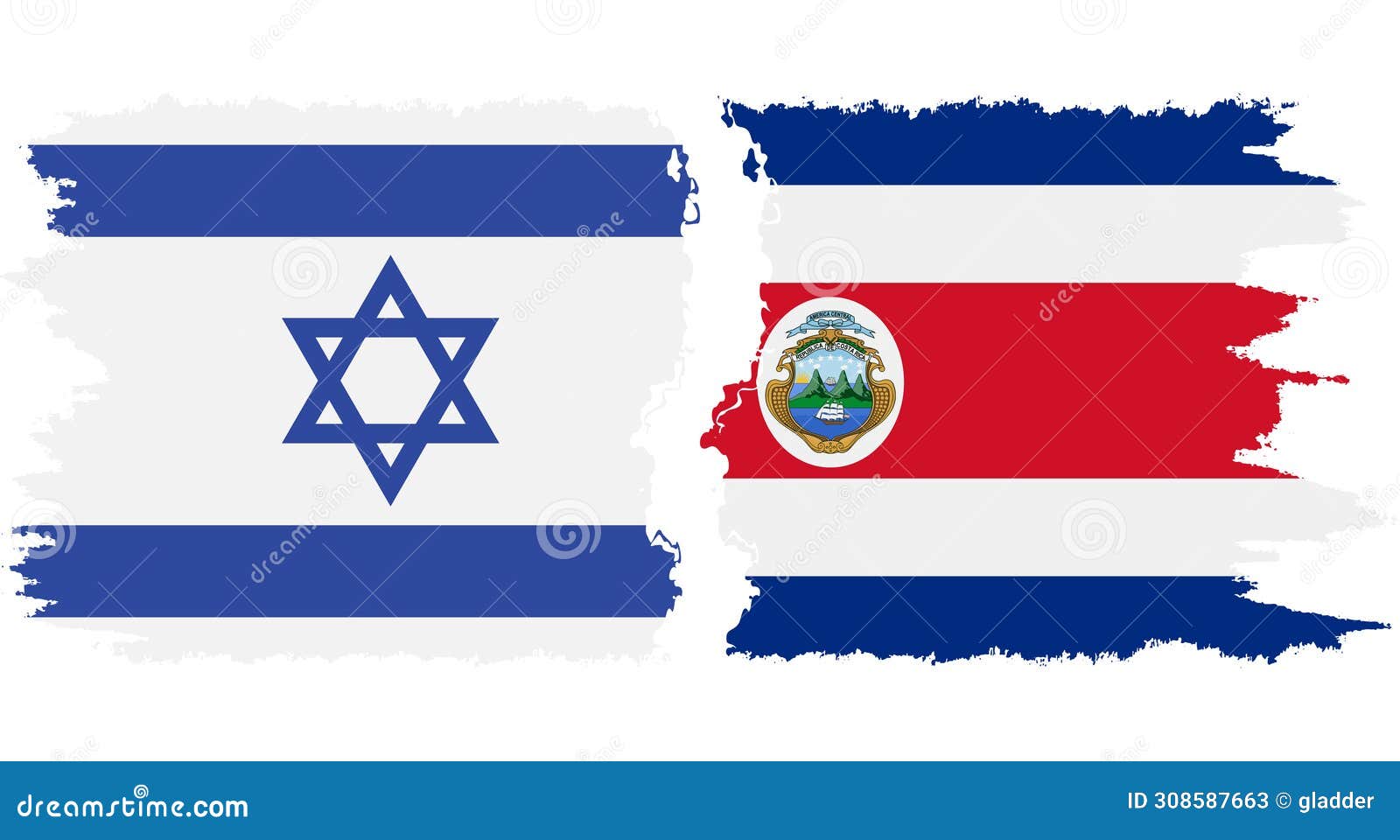 Costa Rica and Israel Grunge Flags Connection Vector Stock Vector ...
