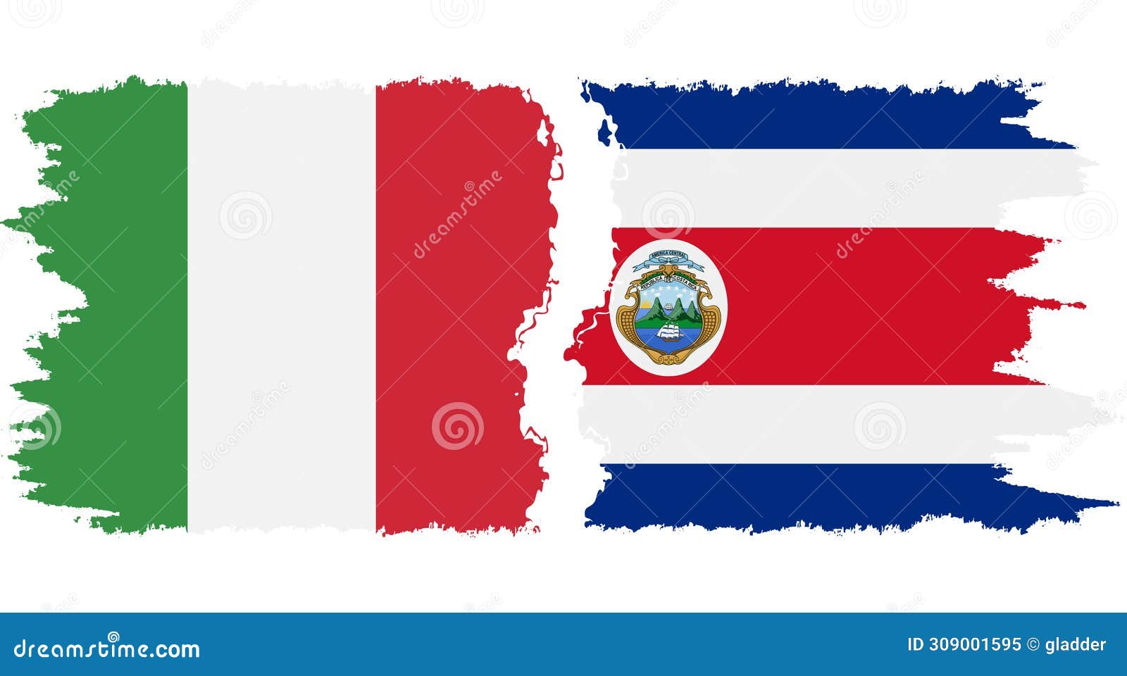 Costa Rica and Italy Grunge Flags Connection Vector Stock Vector ...
