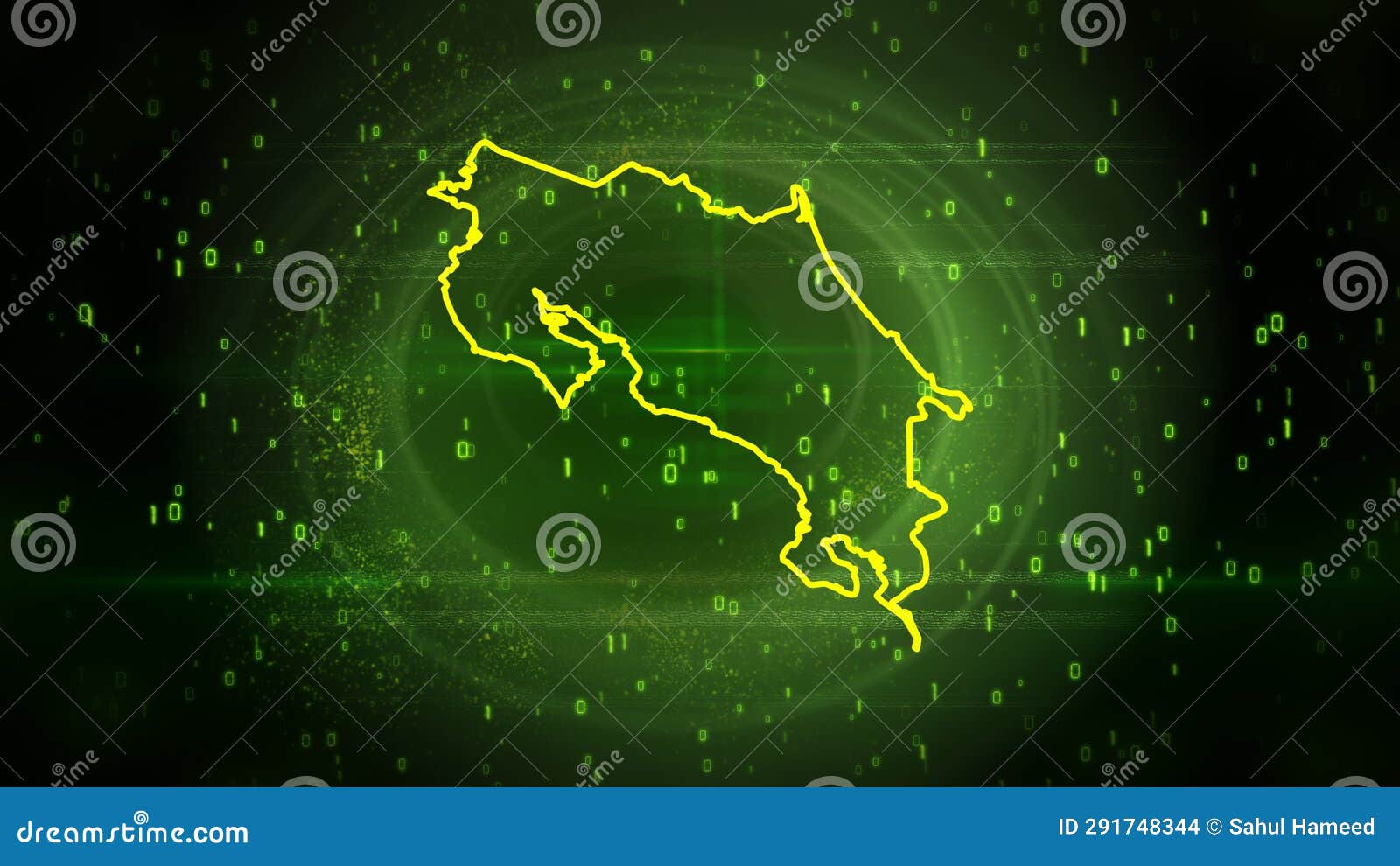 Costa Rica Map on Digital Background Stock Illustration - Illustration ...