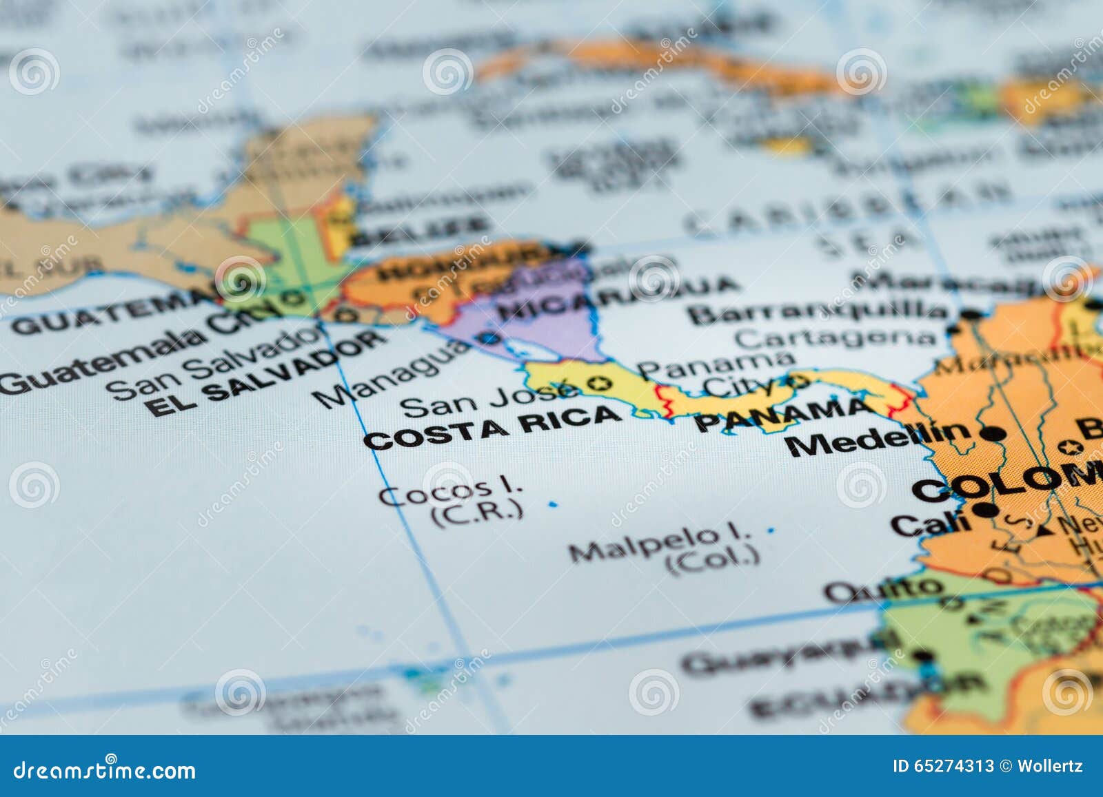 Costa Rica op een kaart stock afbeelding. Image of planning - 65274313