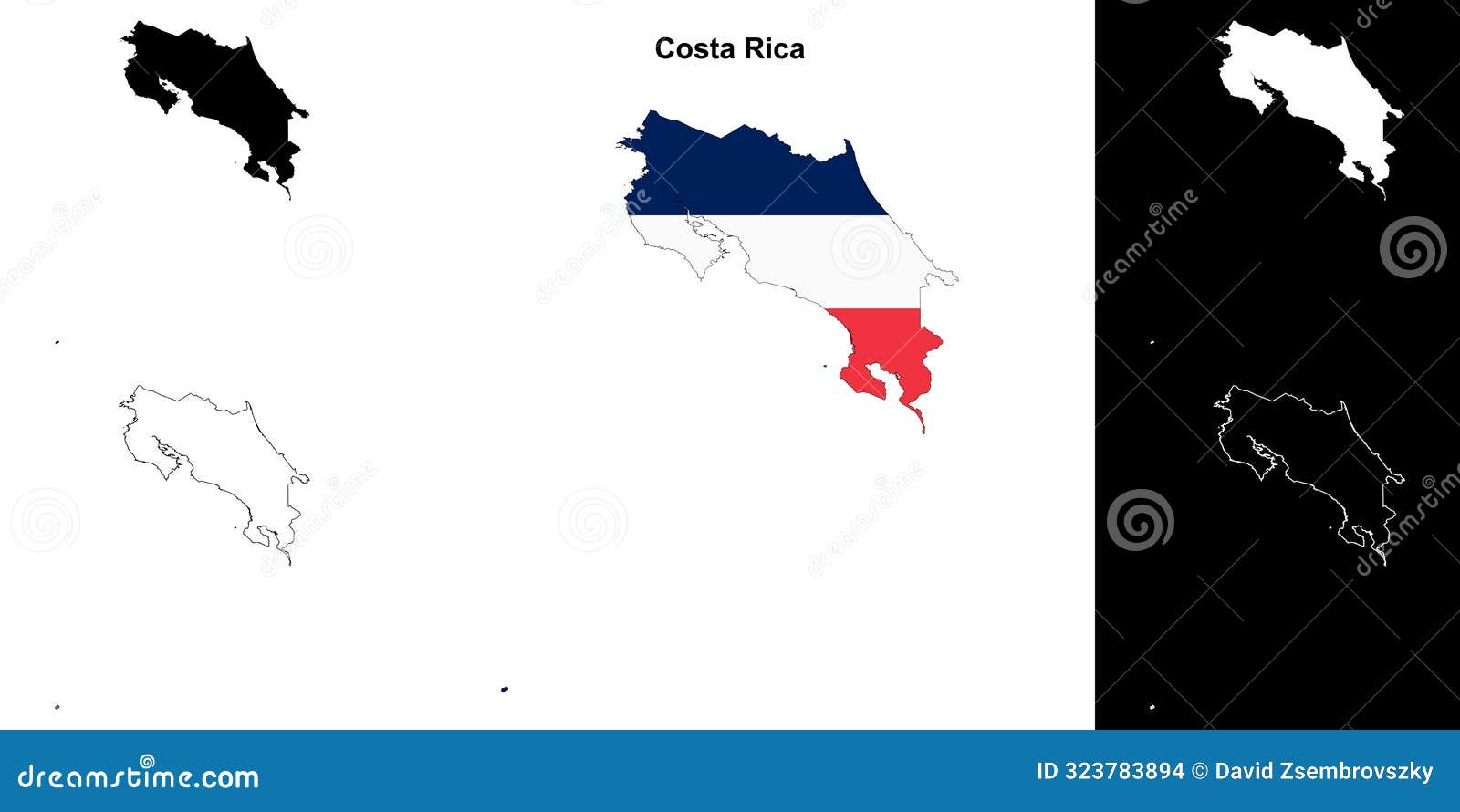 Costa Rica Outline Map Vector Illustration | CartoonDealer.com #323783894